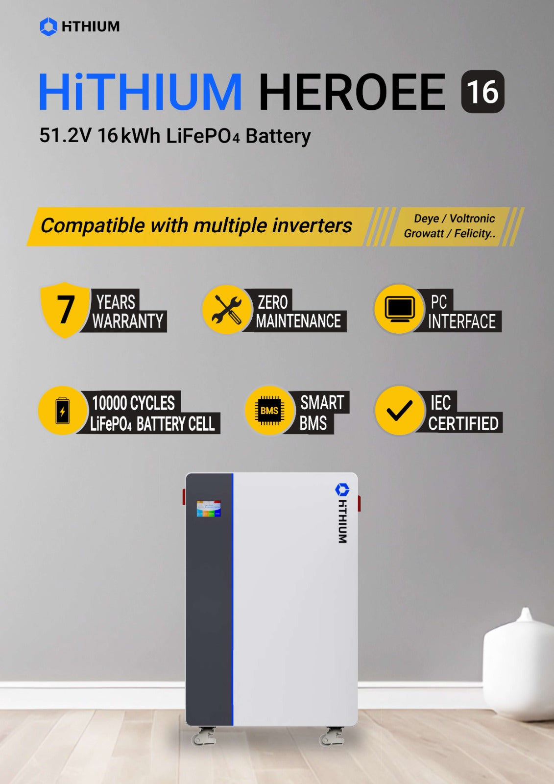 Hithium HEROEE 16 51.2V 16kWh LiFePO4 Lithium Battery - Azar Group